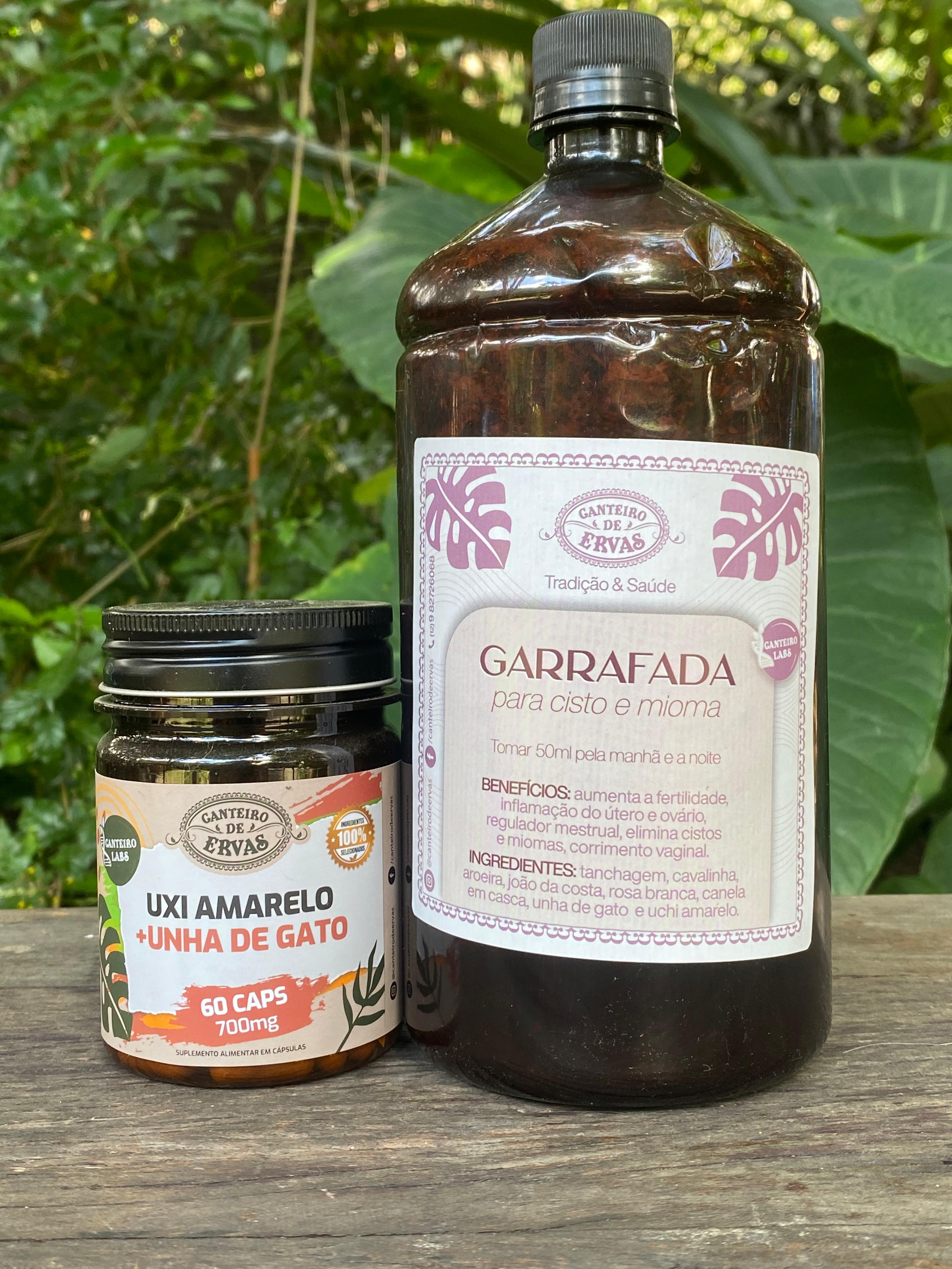 Kit Garrafada + Cápsulas de Uxi Amarelo e Unha de Gato – Canteiro de E